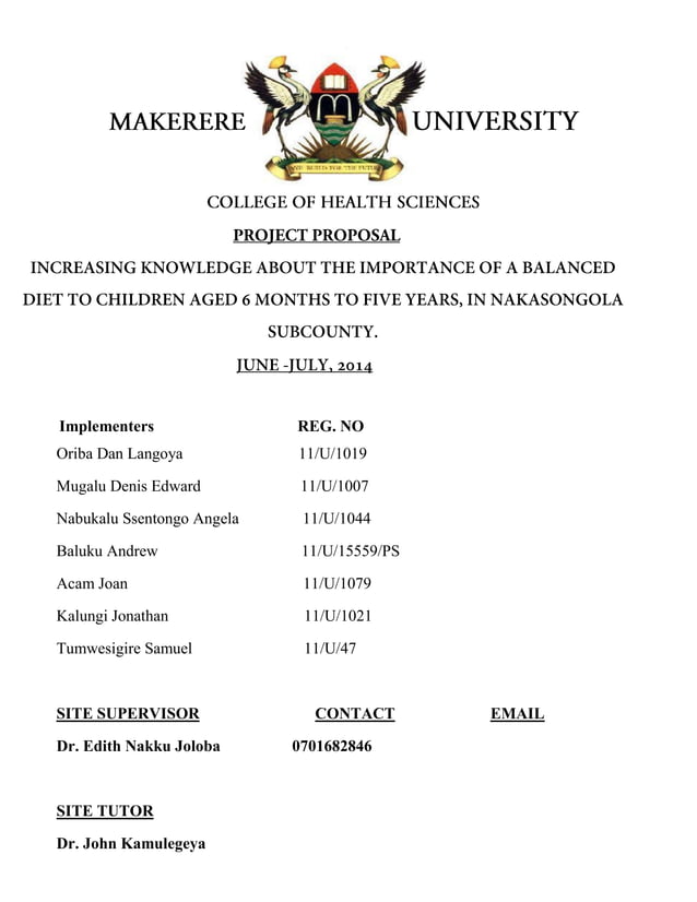 Malnutrition project proposal ( Increasing knowlege about importance of ...