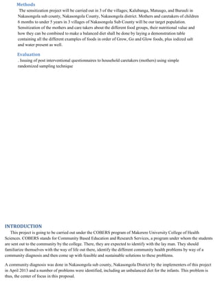 Malnutrition project proposal ( Increasing knowlege about importance of ...