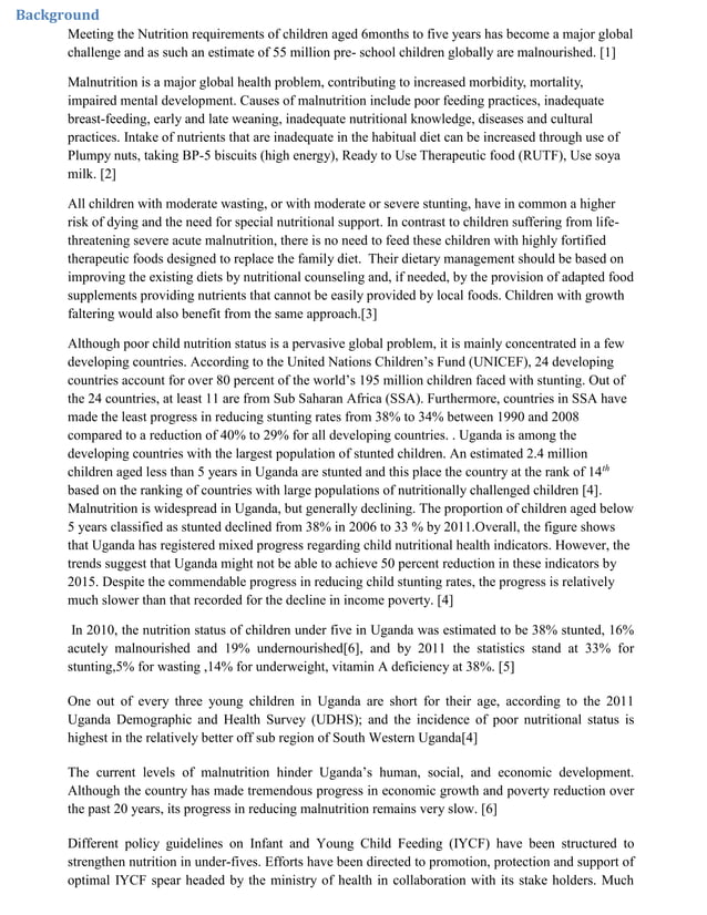 Malnutrition project proposal ( Increasing knowlege about importance of ...