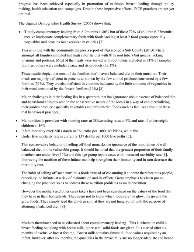 Malnutrition project proposal ( Increasing knowlege about importance of ...