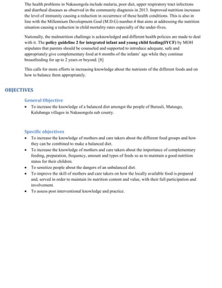 Malnutrition project proposal ( Increasing knowlege about importance of ...