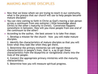 Malphurs chapter 9. making mature disciples. strategy rev. su' 14(2) | PPT