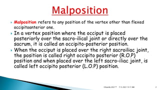 Malposition -Reproductive Health Lecture Notes | PPT