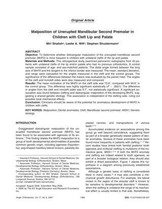 Malposition of unerupted mandibular second premolar in children with ...