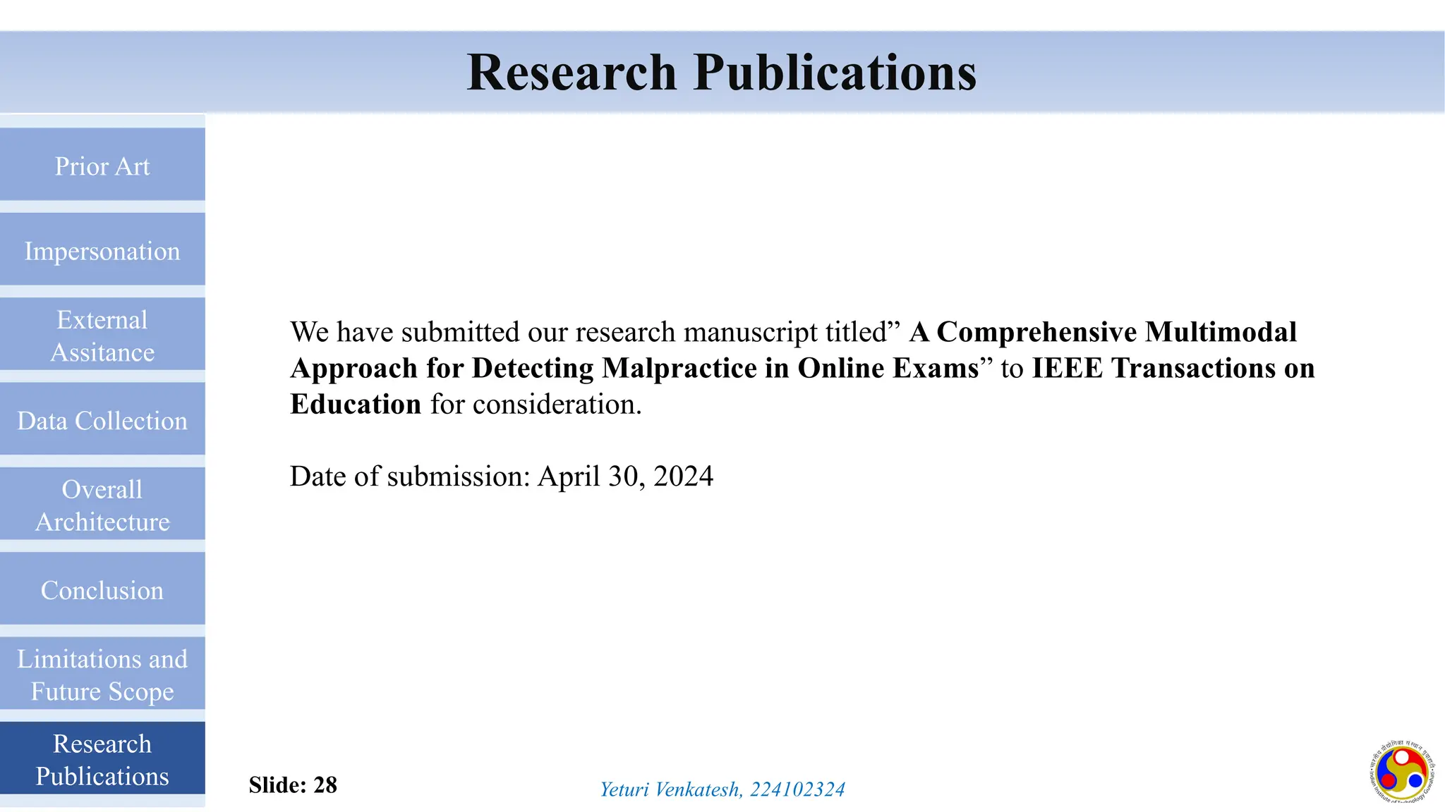 Malpractice Detection Using Computer Vision | PPTX