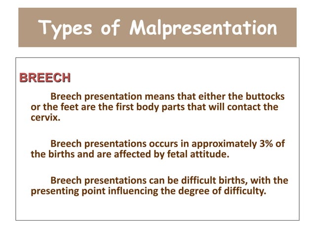 Malpresentation | PPT | Pregnancy | Reproductive Health