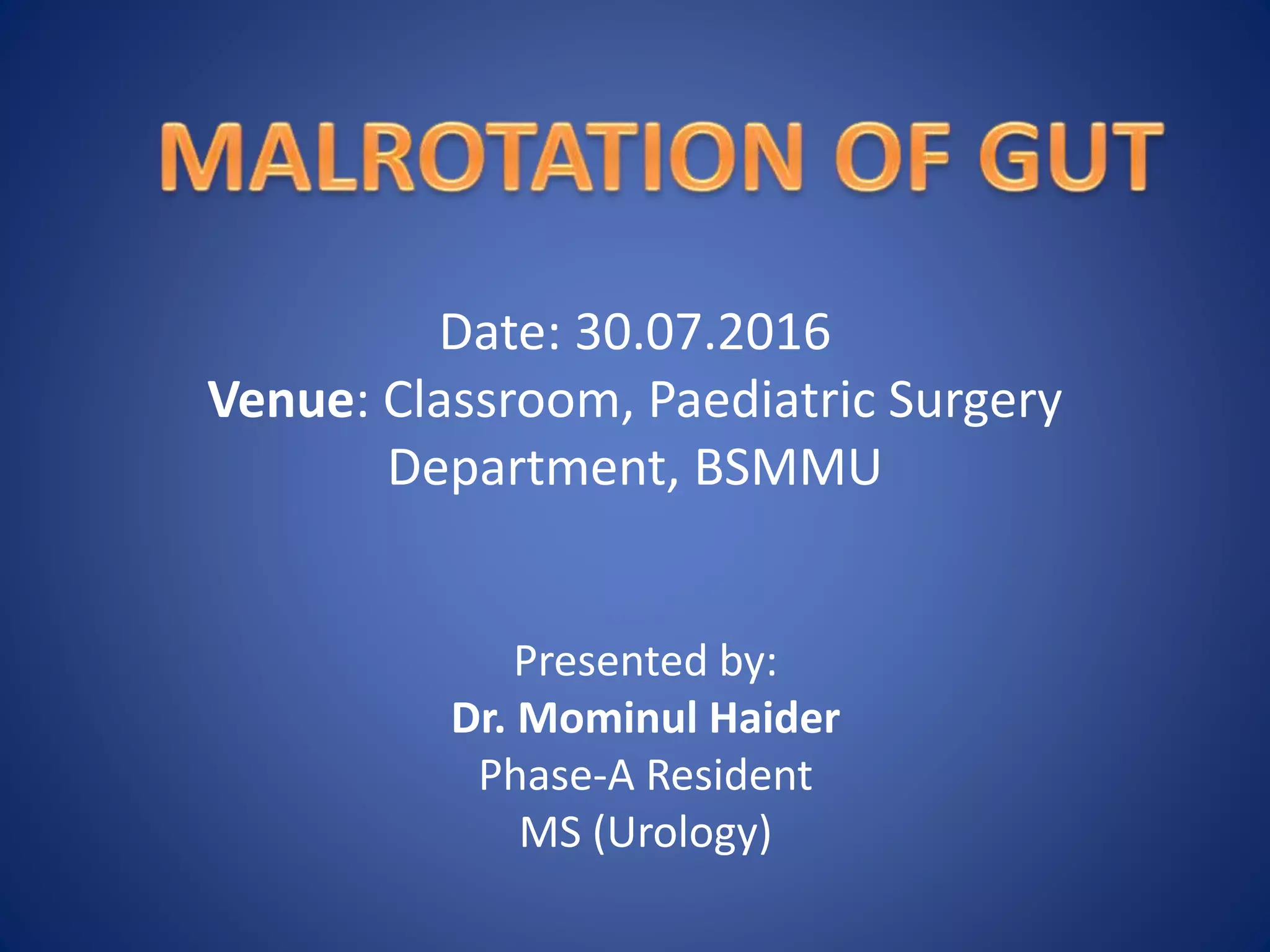 Malrotation of gut | PPTX