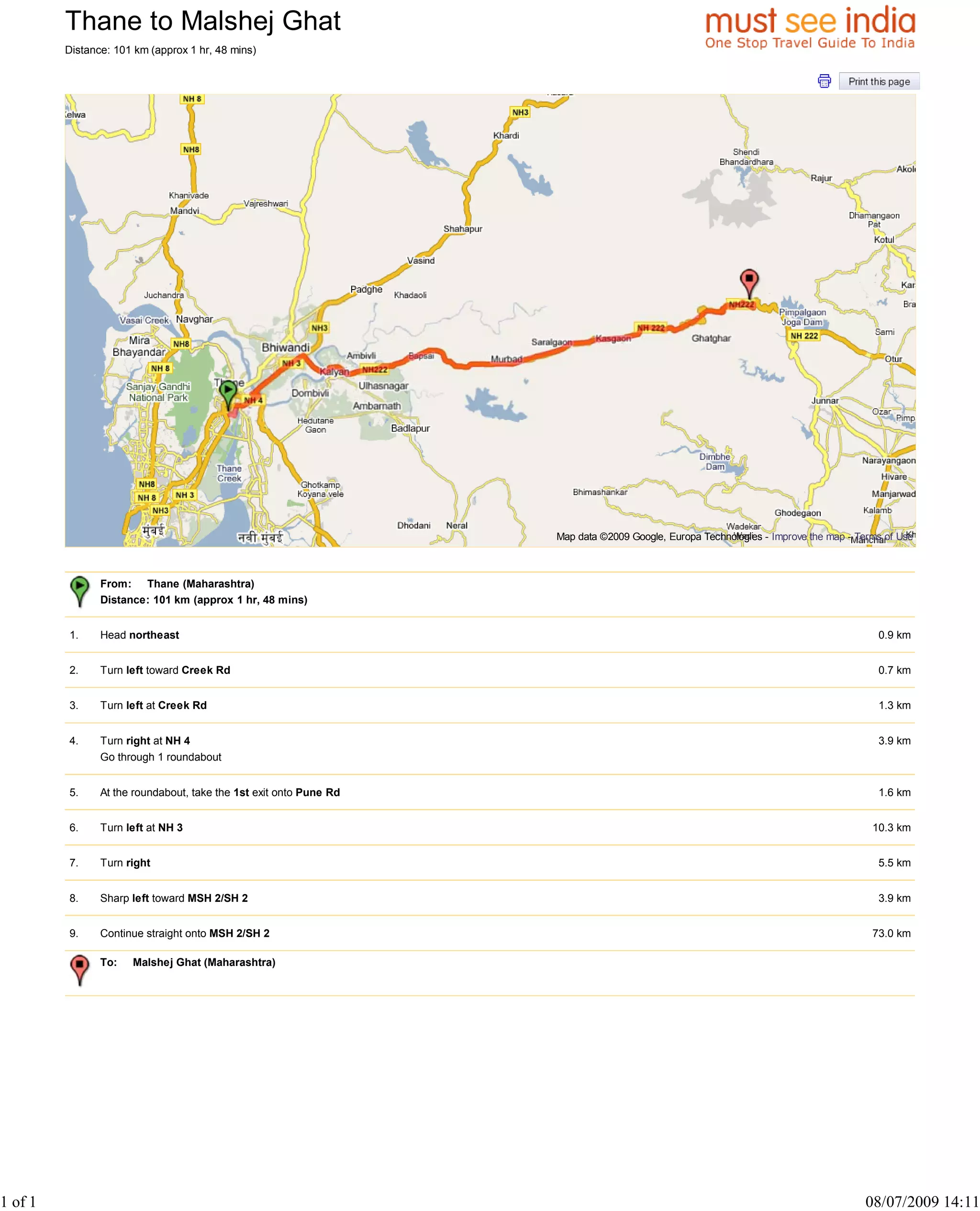 Malshej Ghat Route Map | PDF