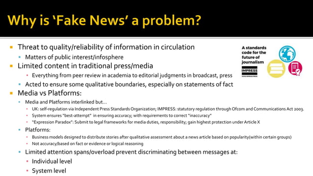 "A principle based approach to regulating fake news" | PPT