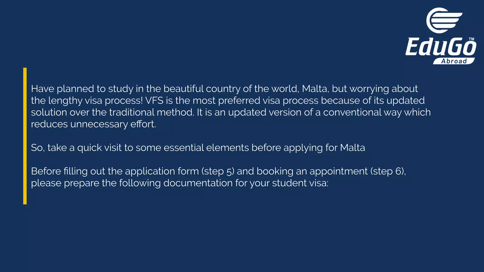 Malta VFS Checklist By Edugo Abroad | PDF