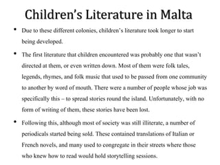 Maltese children's literature and culture | PPTX