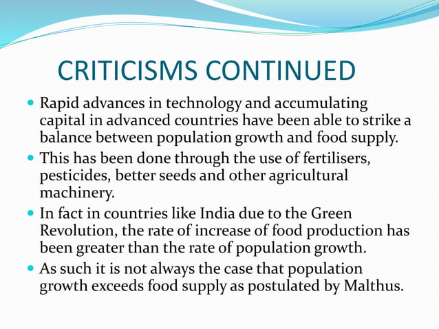 Malthusian theory and_its_criticisms | PPTX | Economy | Business and ...