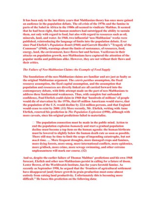 Malthusian theory explained | DOC | Agriculture | Industries