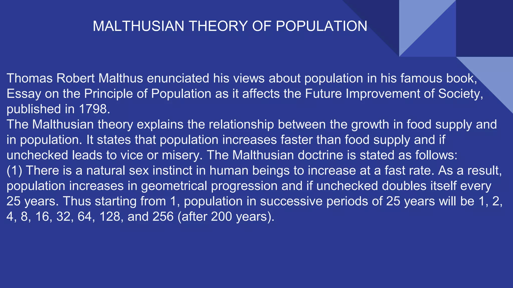 MALTHUSIAN THEORY OF POPULATION | PPTX