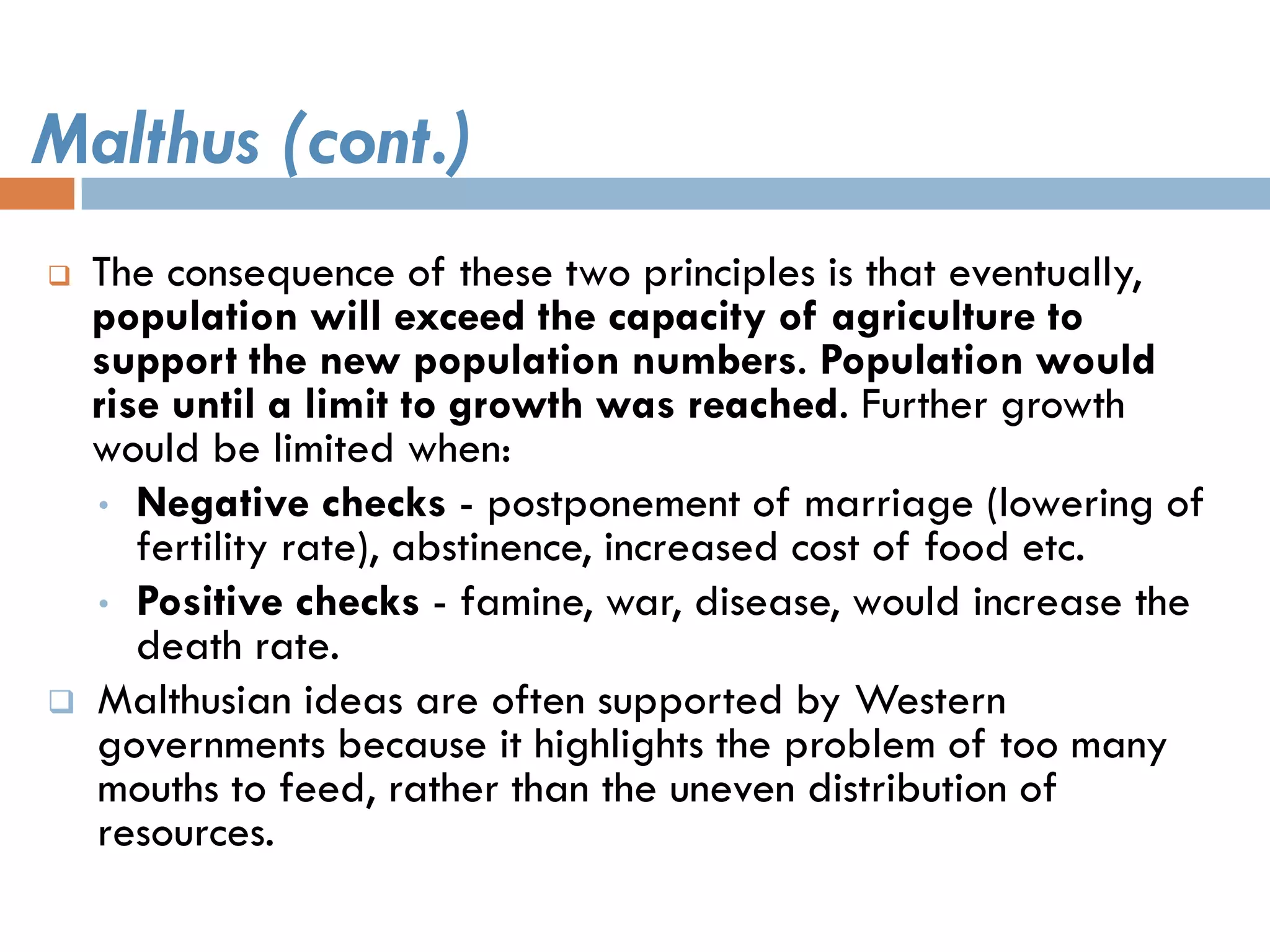 Malthus' theory of population growth | PDF