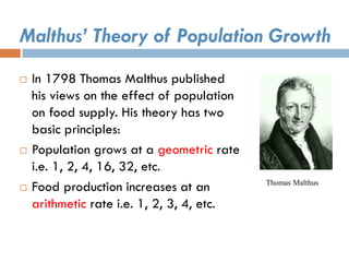 Malthus' theory of population growth | PDF