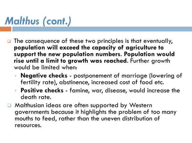 Malthus' theory of population growth | PDF