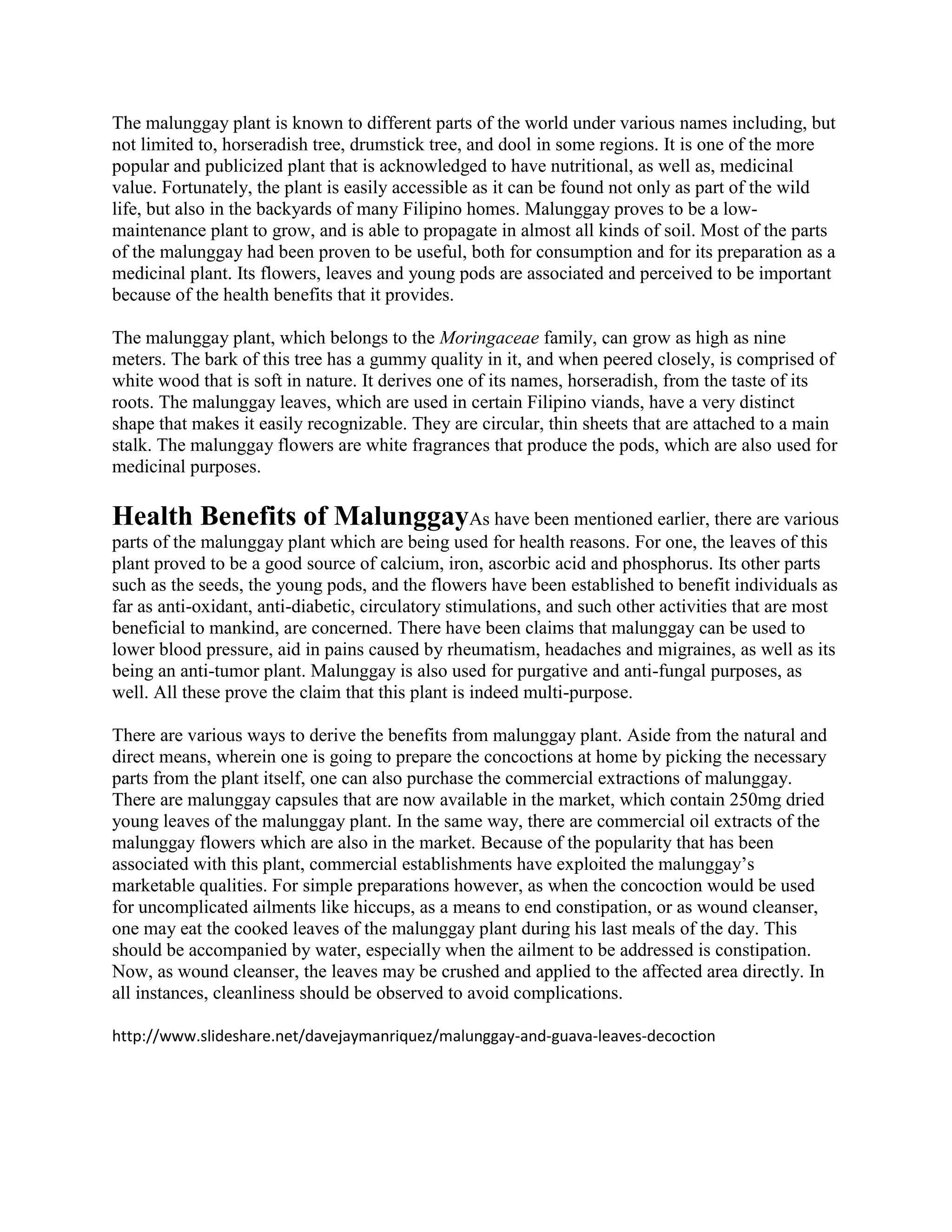 Malunggay | DOCX