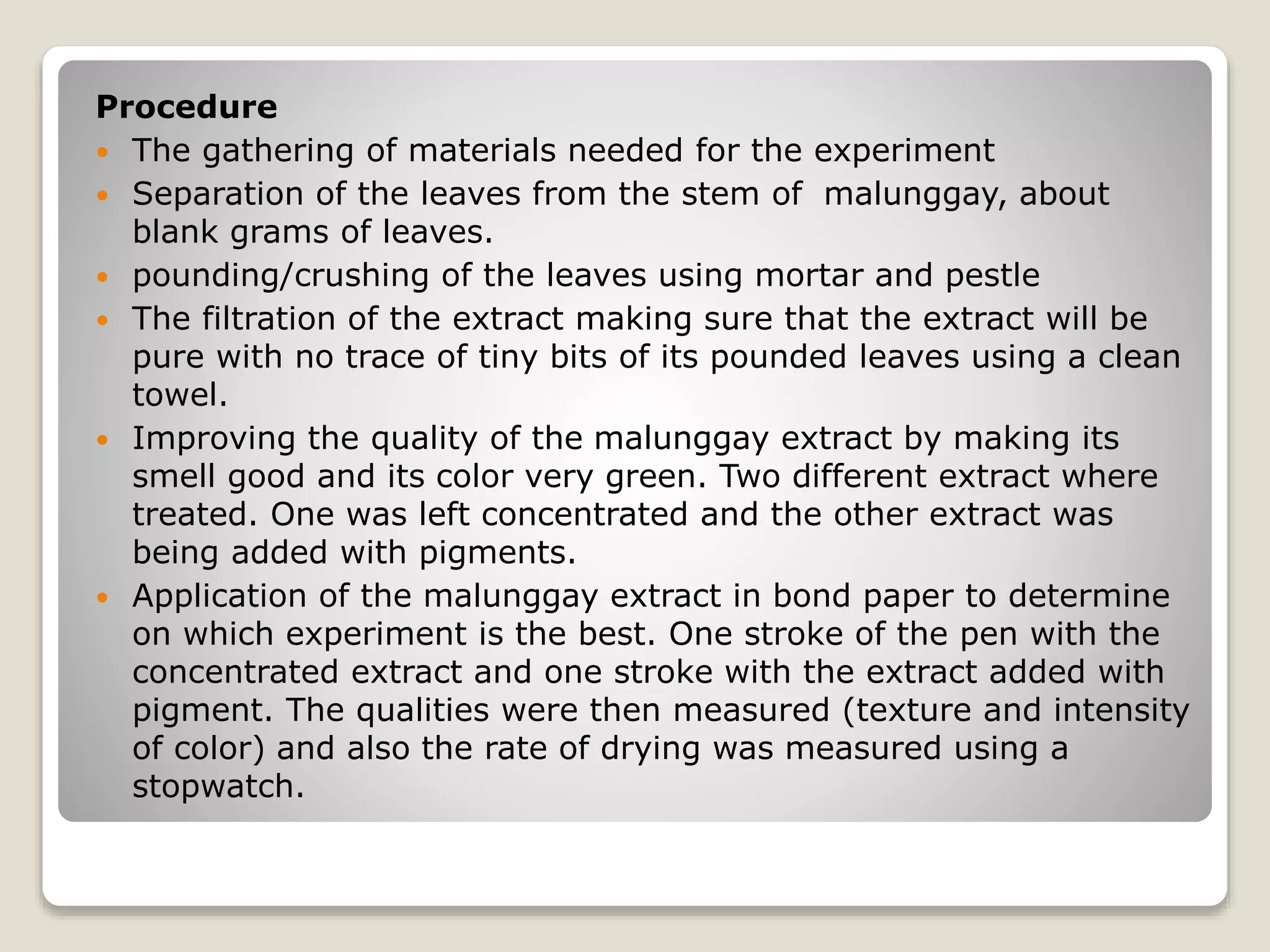 Malunggay leaves extract as an alternative ink.pptx