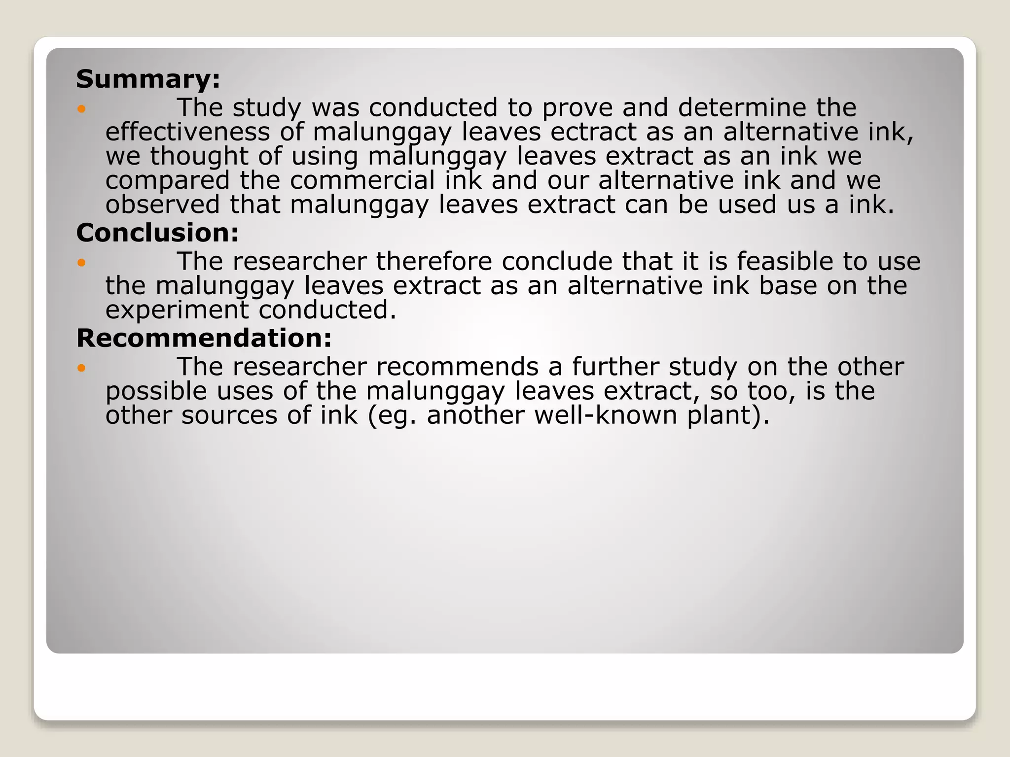 Malunggay leaves extract as an alternative ink.pptx