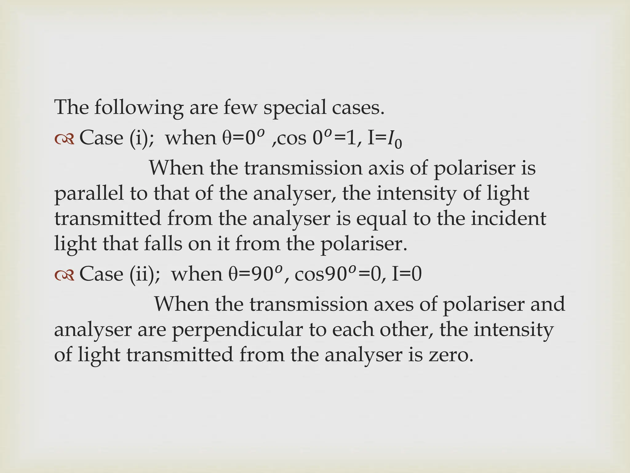 Malus law - Polarisation properties of light | PPTX