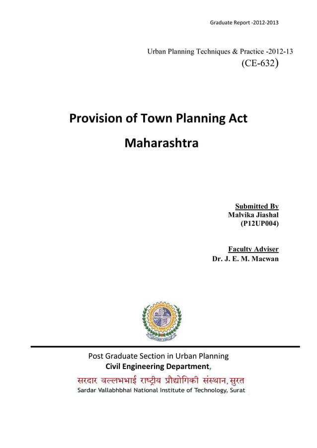 Town Planning Act: Mahrashtra | PDF | Developmental Sites | Real Estate