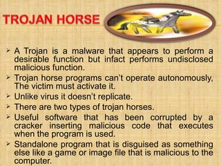introduction to malwares,virus,trojan horse | PPT
