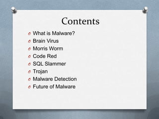 Malware- Types, Detection and Future | PPTX
