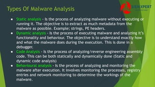Malware Analysis for cyber security & Network Security | PDF