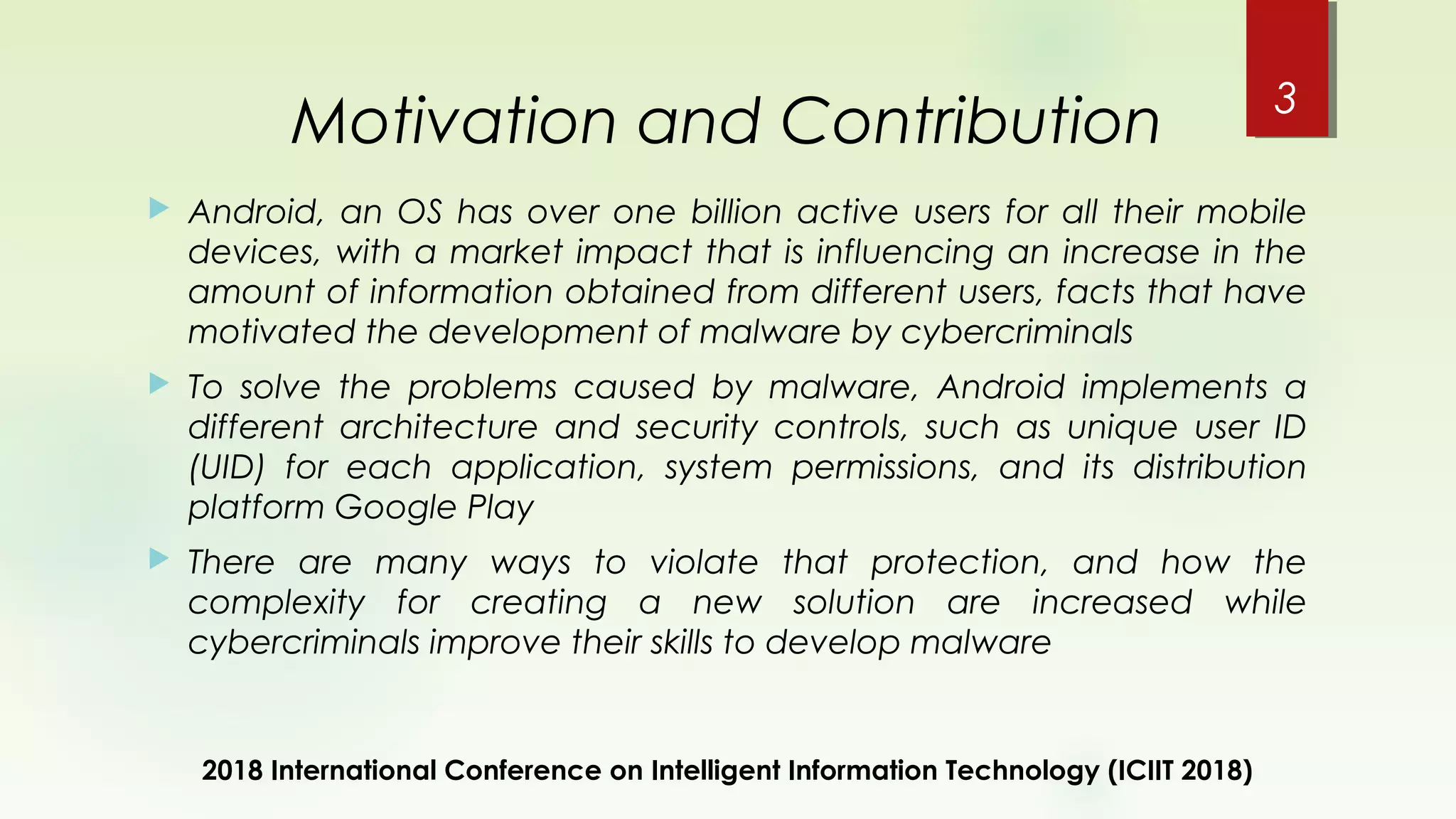 Malware Analysis On Android Using Supervised Machine Learning Techniques Ppt