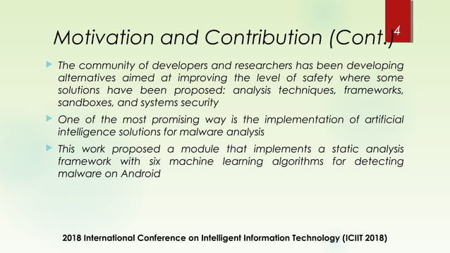 Malware analysis on android using supervised machine learning techniques | PPT