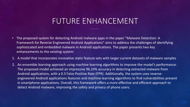 Malware Detection A Framework For Reverse Engineered Android Applications Pptx