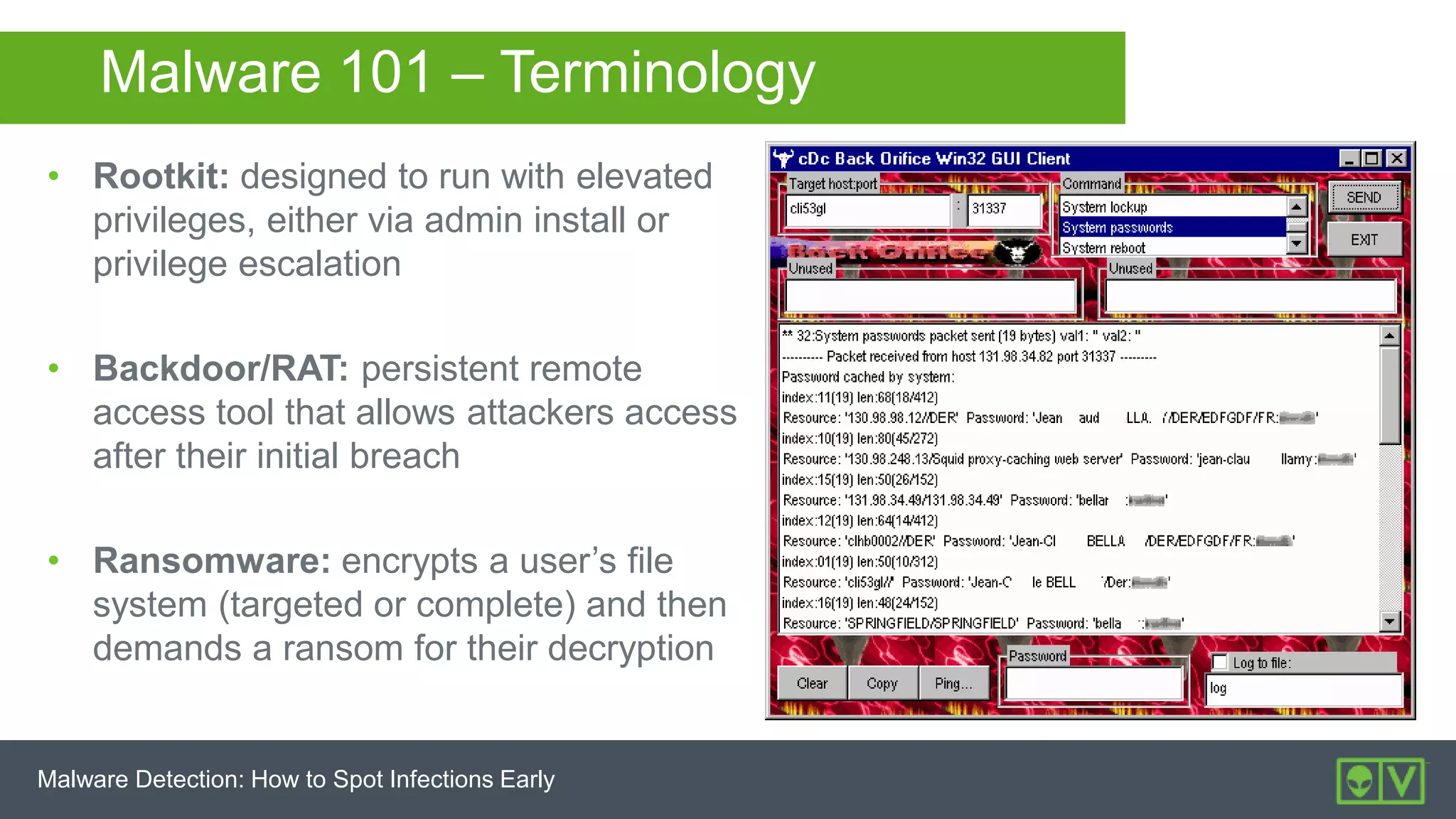 Malware detection how to spot infections early with alien vault usm | PPTX