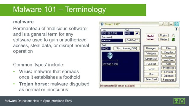 Malware detection how to spot infections early with alien vault usm | PPT