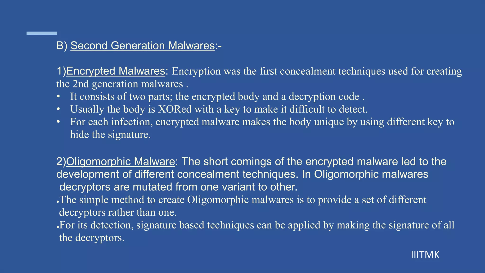 Obfuscation and Mutation in Malware | PPTX