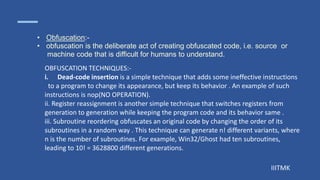 Obfuscation and Mutation in Malware | PPTX