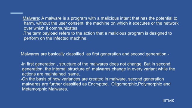 Obfuscation and Mutation in Malware | PPTX