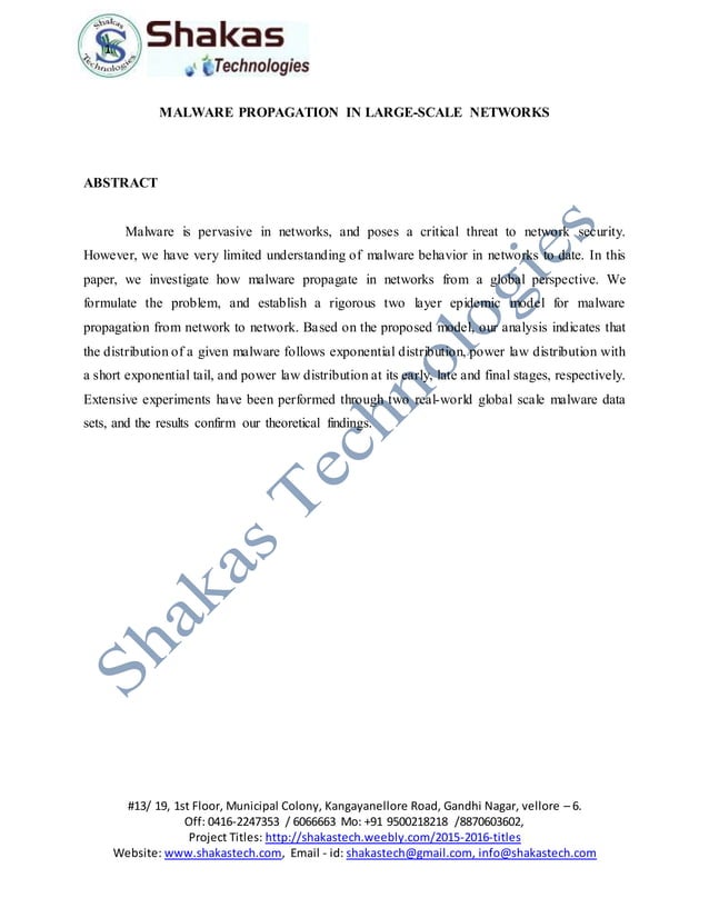 Malware propagation in large scale networks | PDF