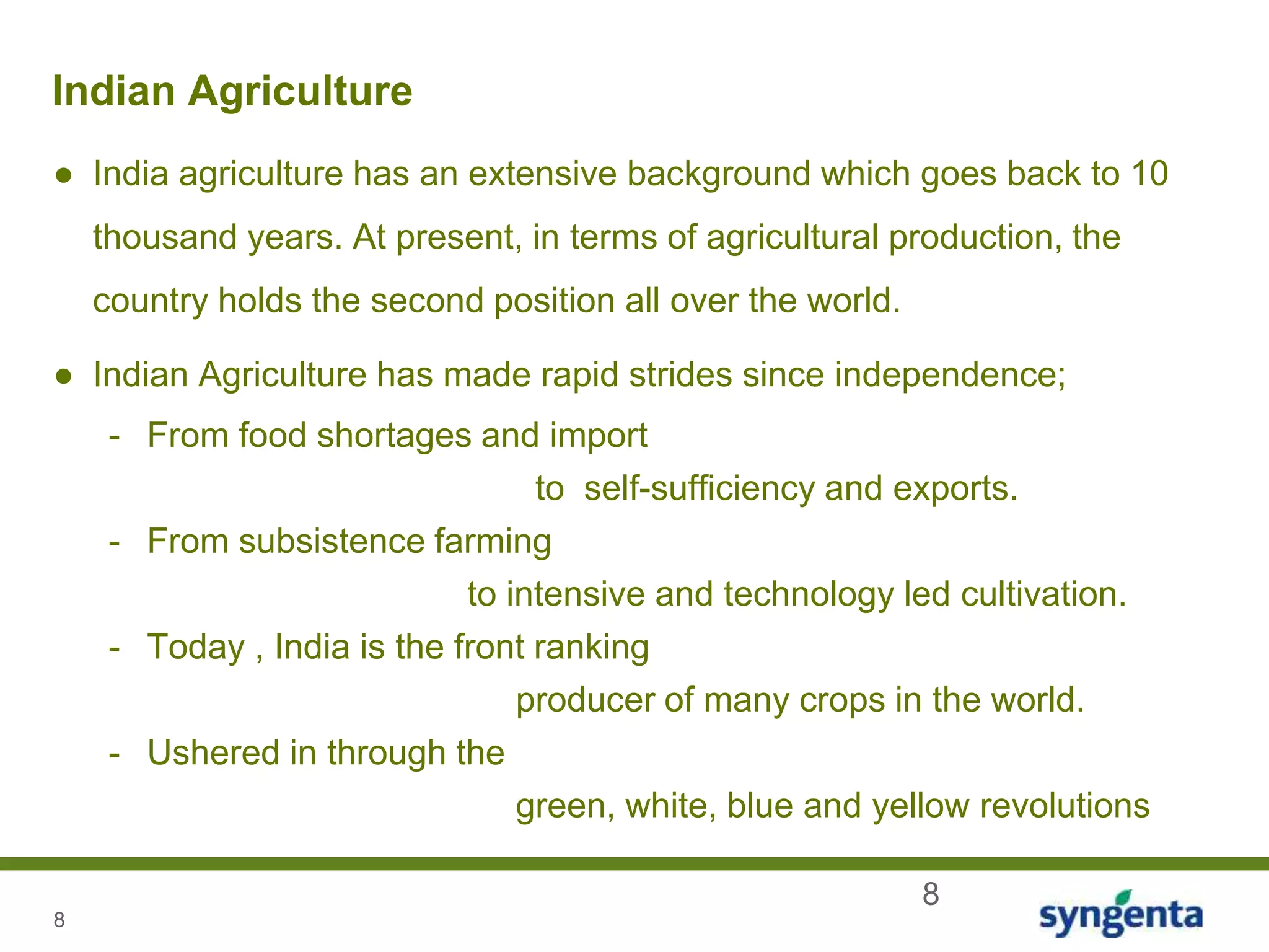 Agriculture in India ppt.... | PPTX