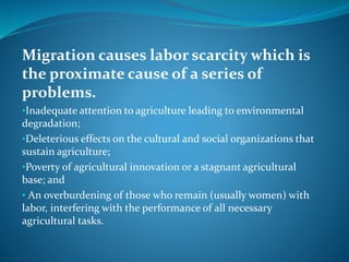 migration effects agricultural production | PPTX | Agriculture | Industries