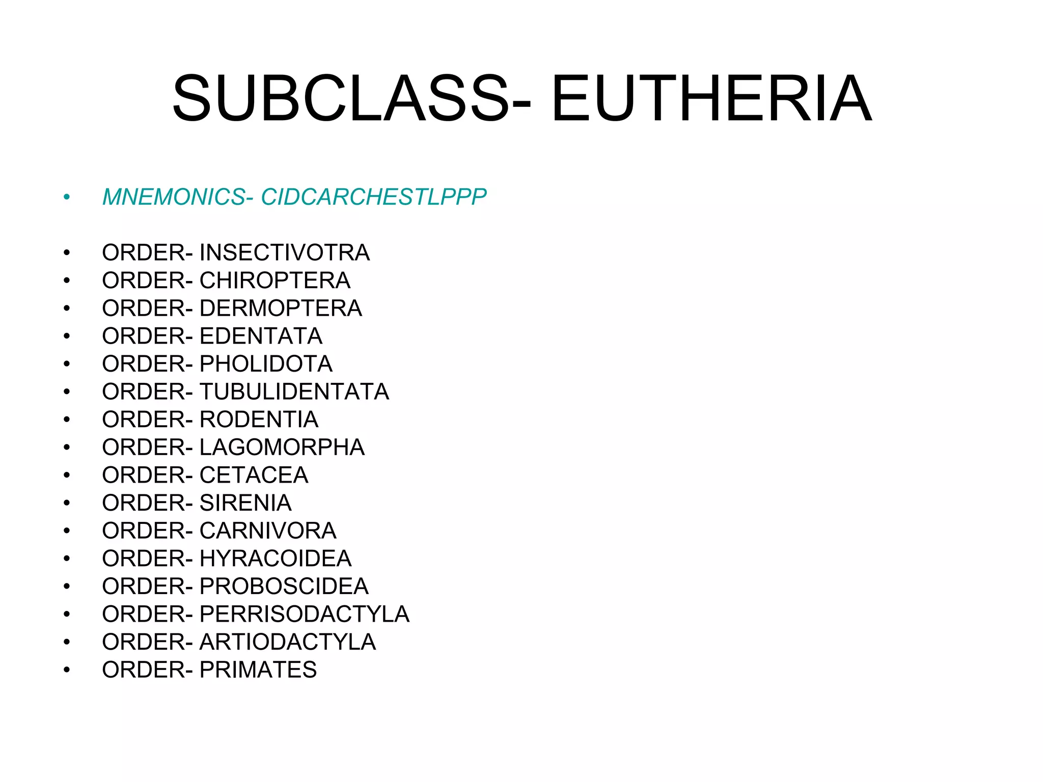 Mammalia classification by deepak rawal | PPTX | Biological Sciences | Science