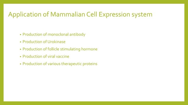 Mammalian cell expression system | PPTX | Programming Languages | Computing