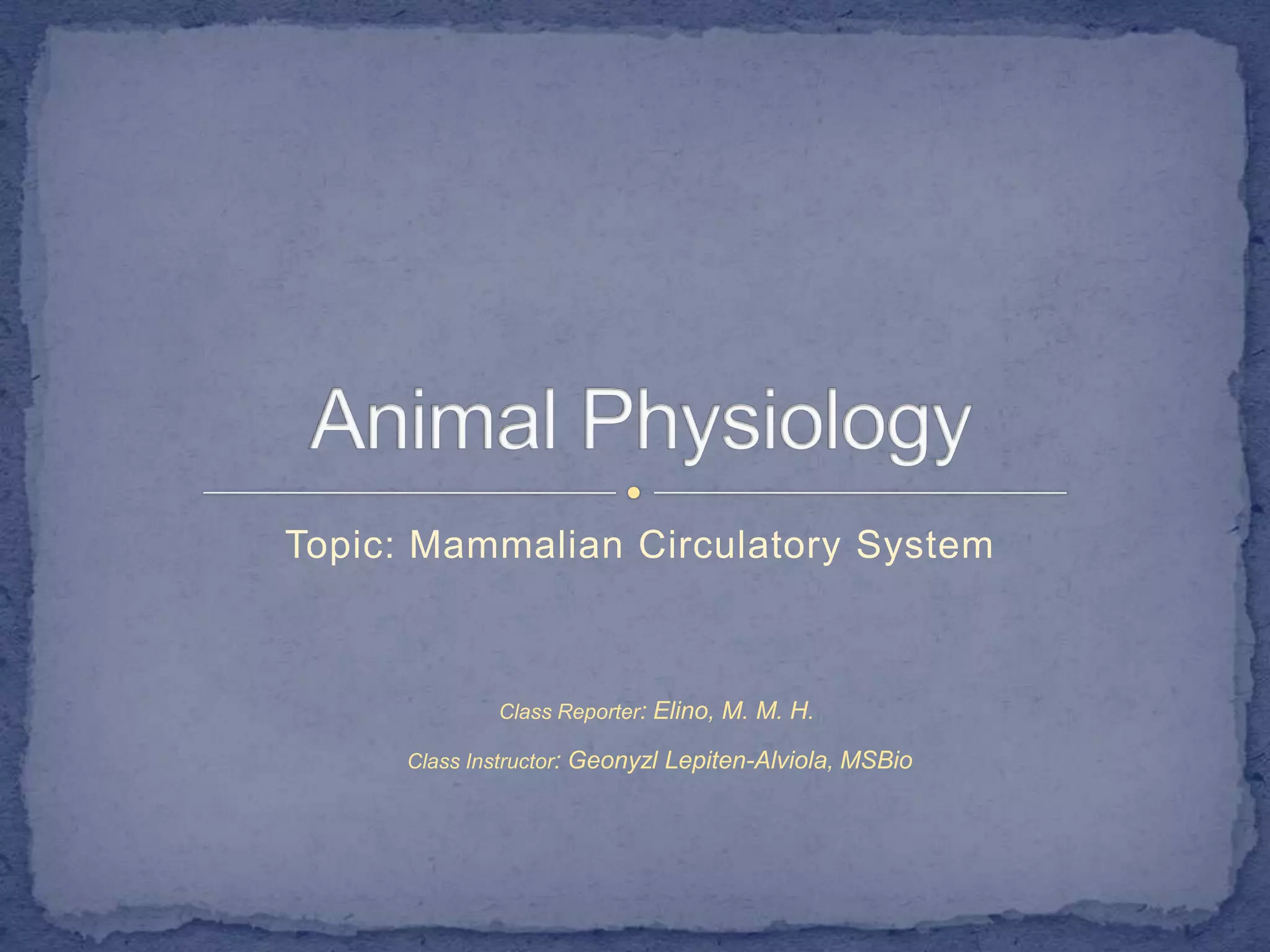 Mammalian Circulatory system | PPT