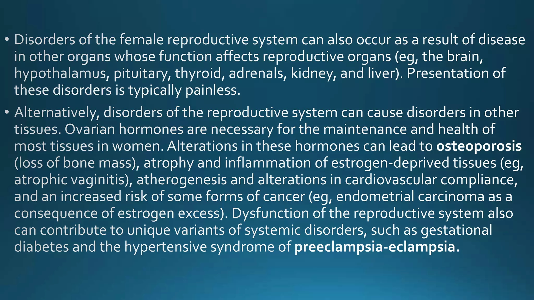 Mammalian reproductive physiology: REPRODUCTIVE DYSFUNCTIONS ...