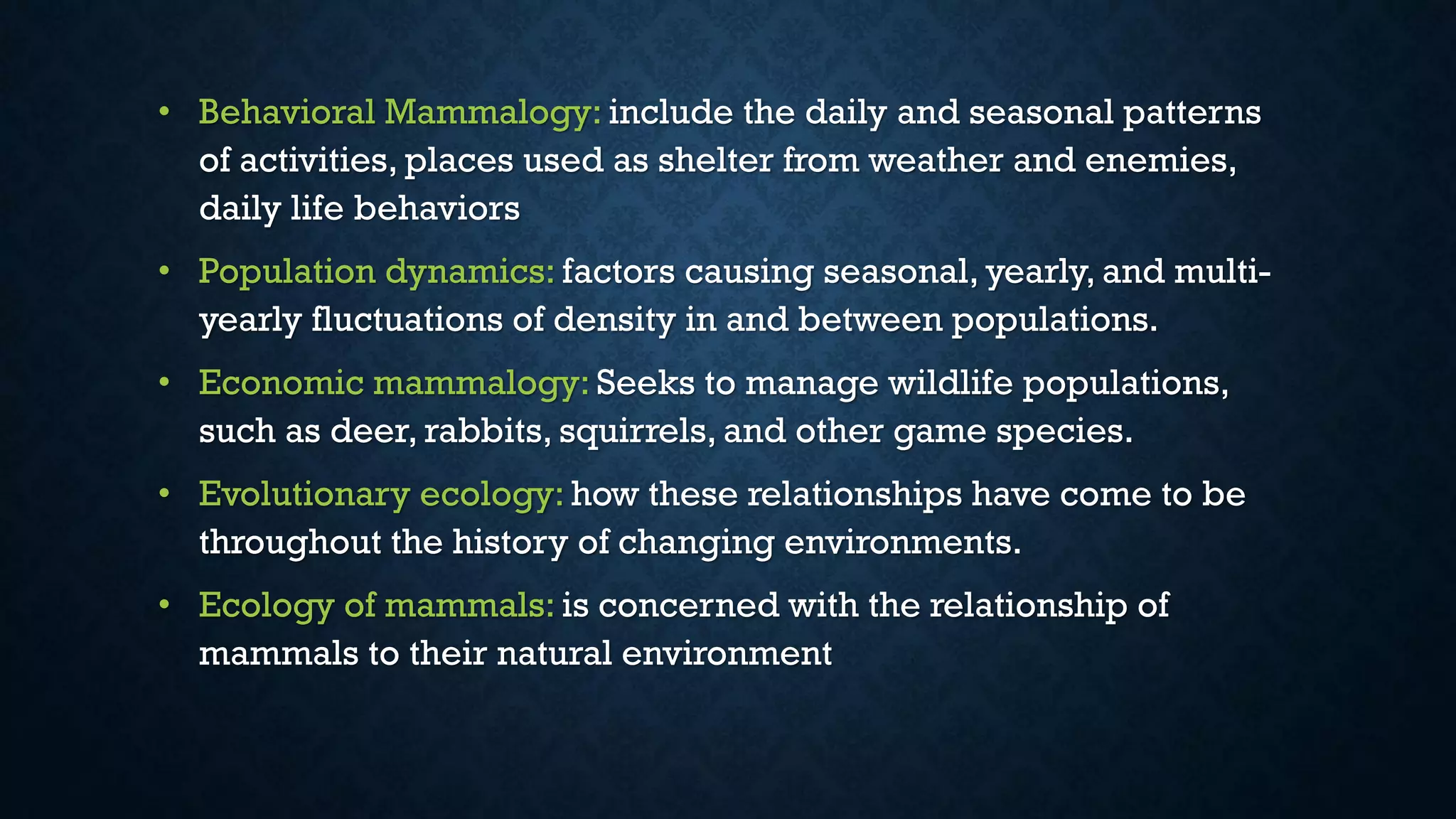 Mammalogy introduction and history | PDF