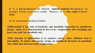 Mammalian winter sleep behavior hibernation | PPTX