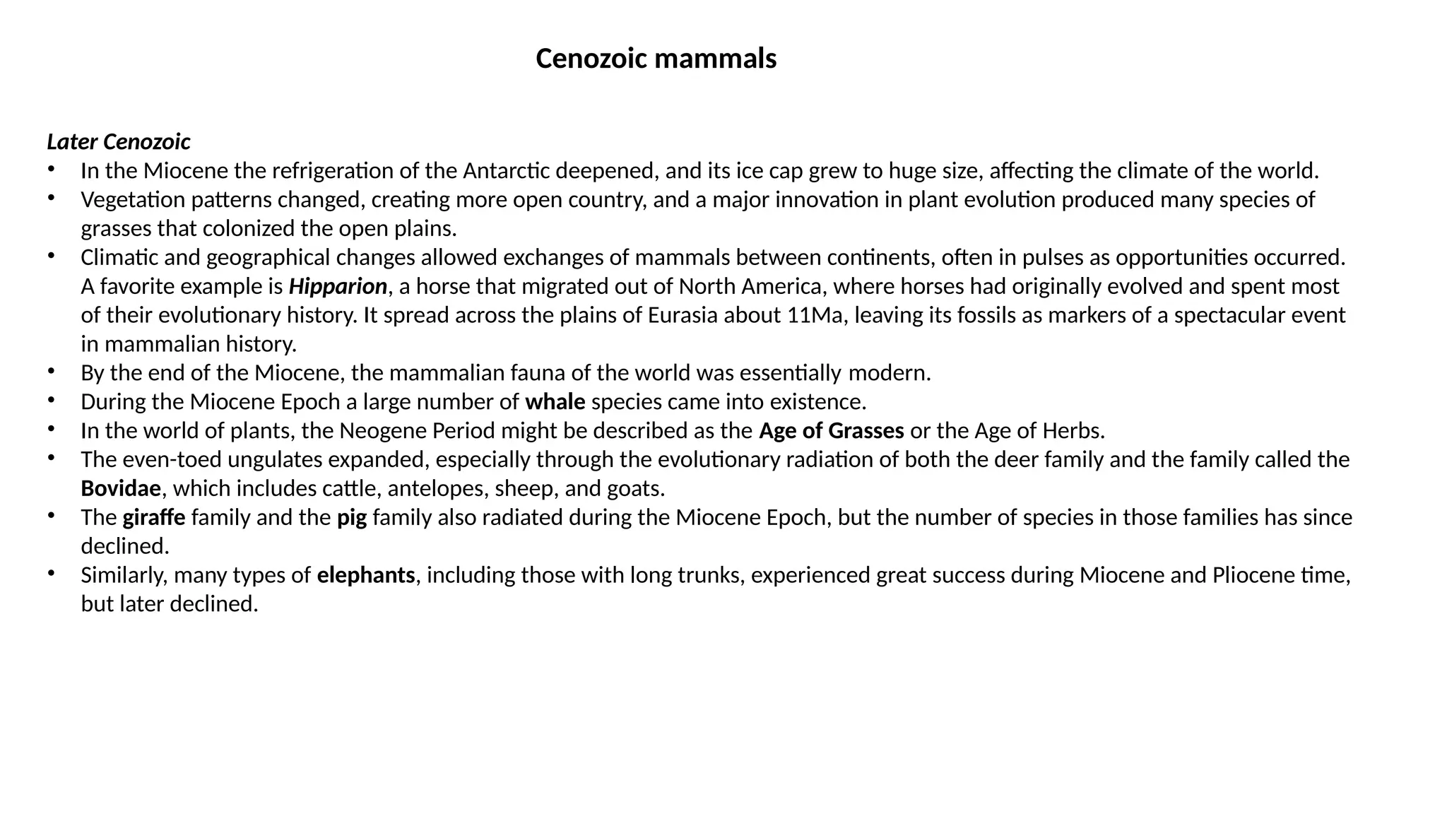 A study of mammals, college level paleontology | PPTX