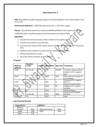 Microprocessor Lab Manual by Er. Swapnil V. Kaware | PDF