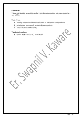 Microprocessor Lab Manual by Er. Swapnil V. Kaware | PDF