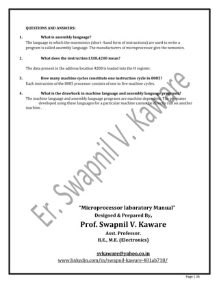 Microprocessor Lab Manual by Er. Swapnil V. Kaware | PDF | Operating ...